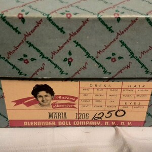 Vintage 60's Madame Alexander Maria Doll Original Box - Etsy