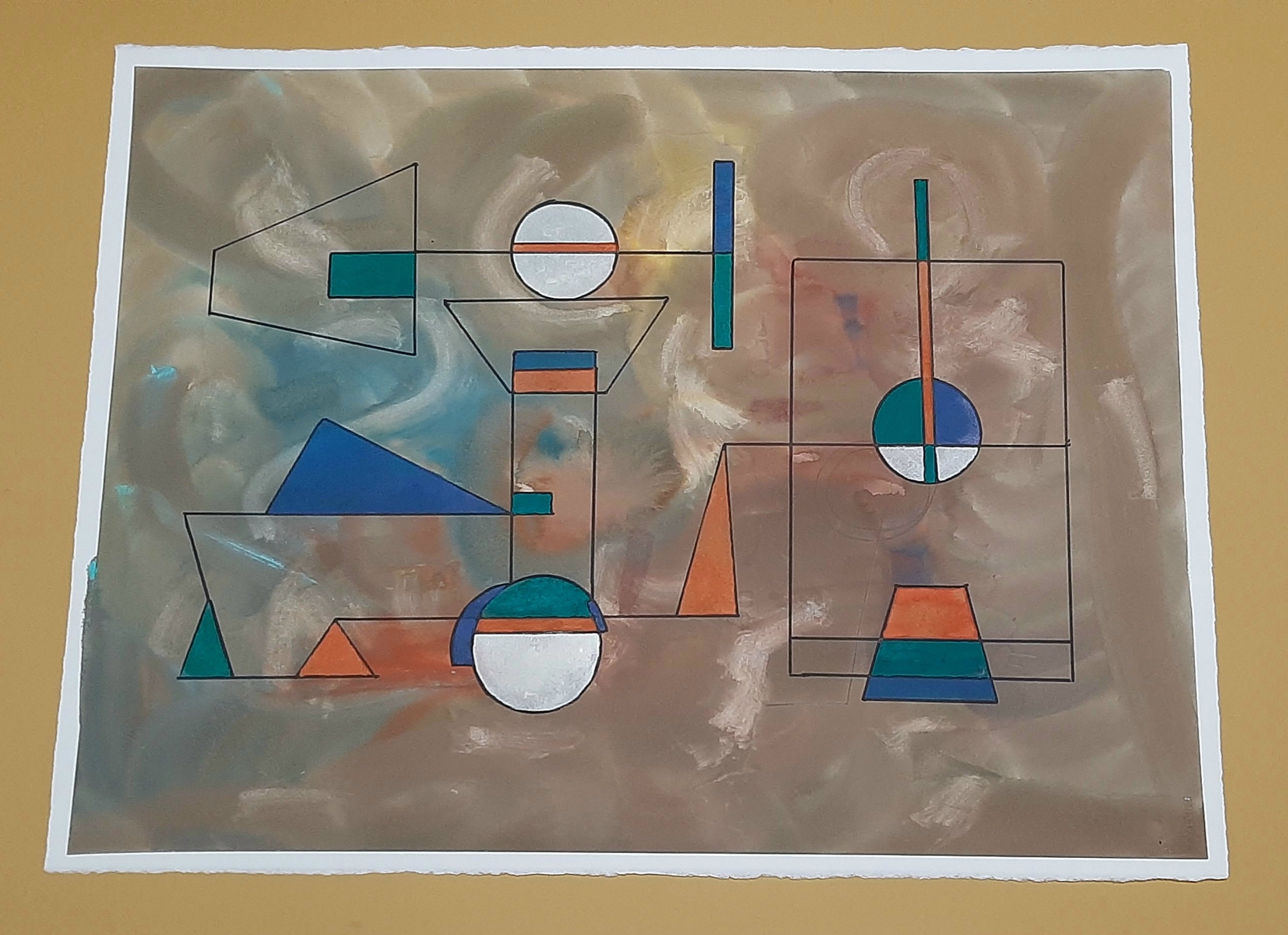 Mid Century Modern Style Painting Geometric Composition Keith Redman - Etsy