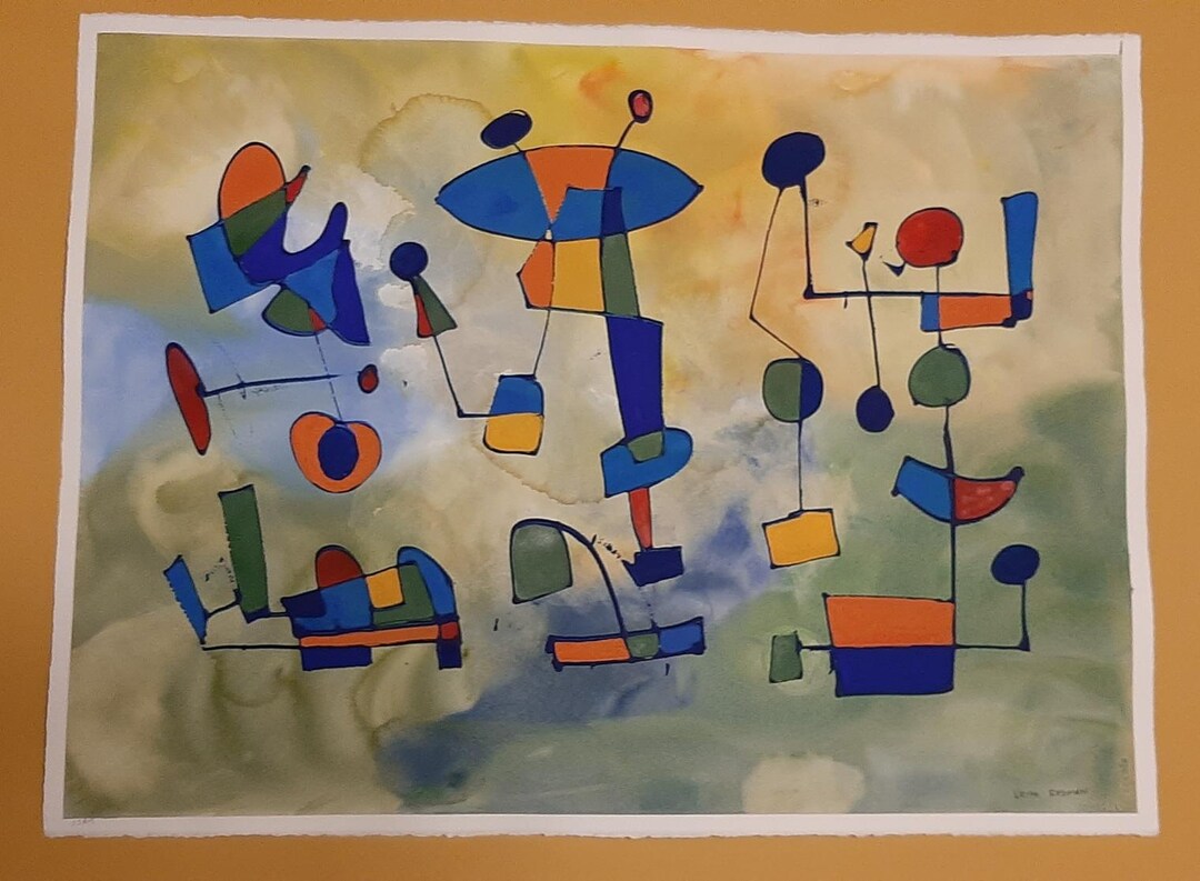 Abstract Art Painting Blues Style Original Keith Redman Mid Century ...