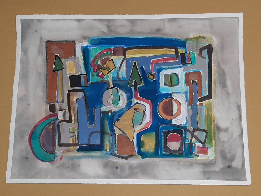 Abstract Original Real Painting Mid Century Style Composition by Keith ...