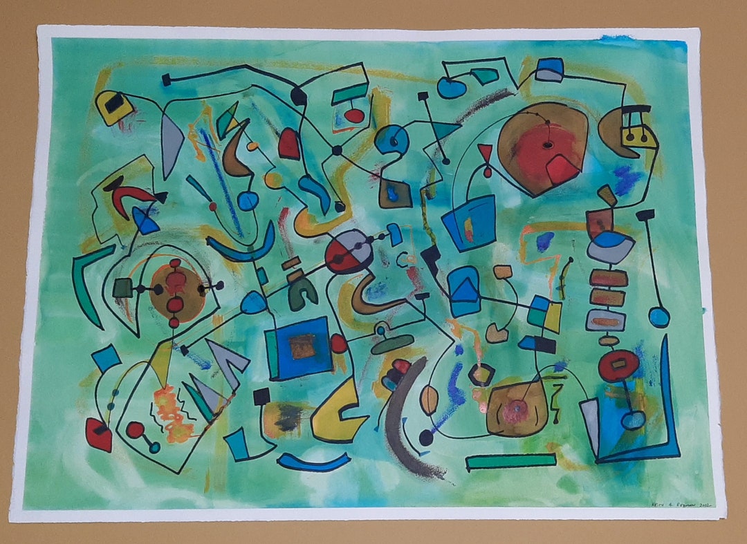 Abstract Original Real Painting Mid Century Style by Keith Redman ...