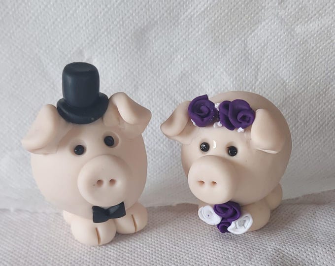 Wedding Cake Topper Pig Cake Topper Country Wedding Pig Farmer Hog ...