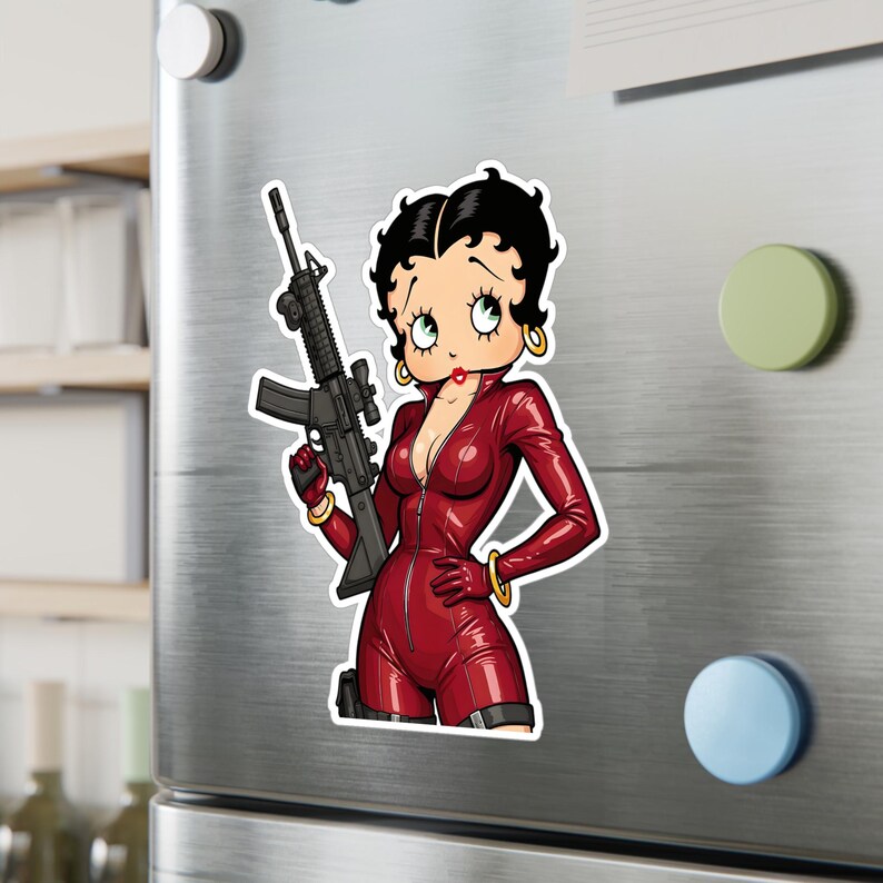 Betty Boop Gunner | Kiss-cut Vinyl Decal Stickers - Etsy