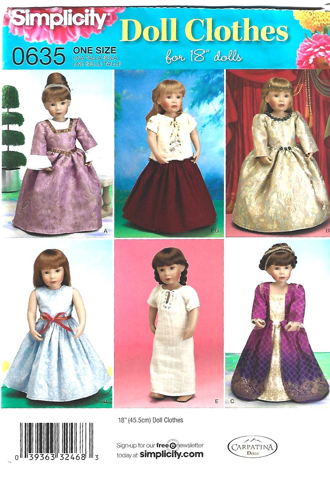 18 Inch Doll Clothes Paper Pattern by Simplicity #0635. Paper Pattern ...