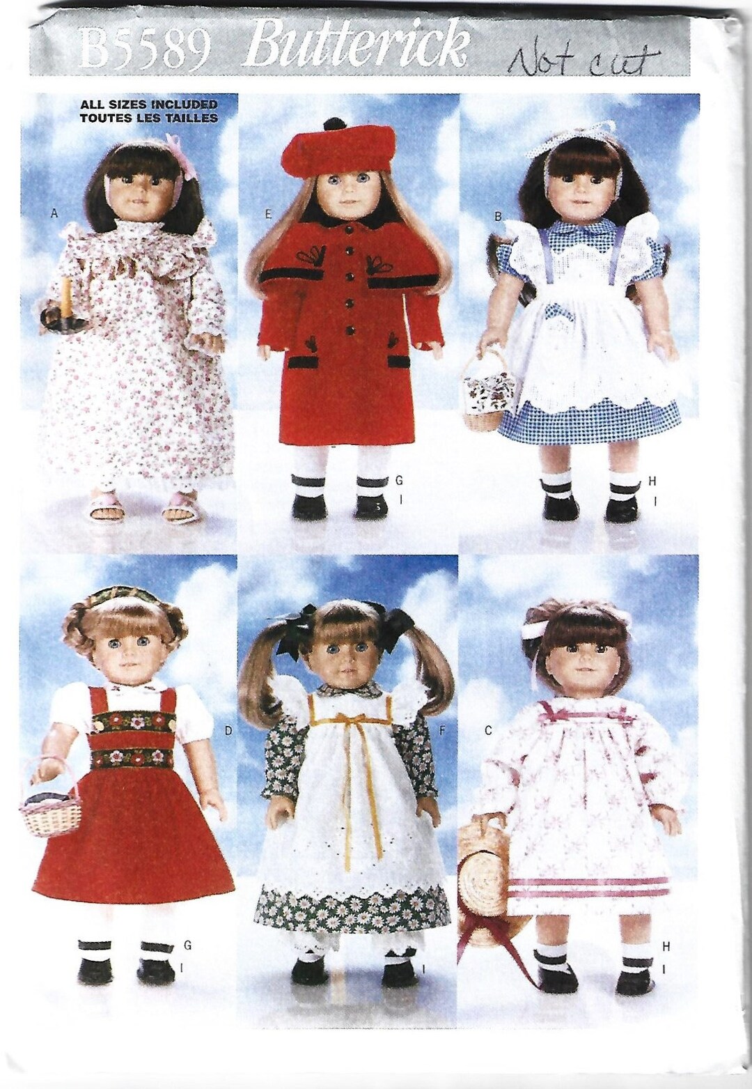 Butterick Doll Clothes Pattern 5589 for 18 Dolls. as Shown on Envelope ...
