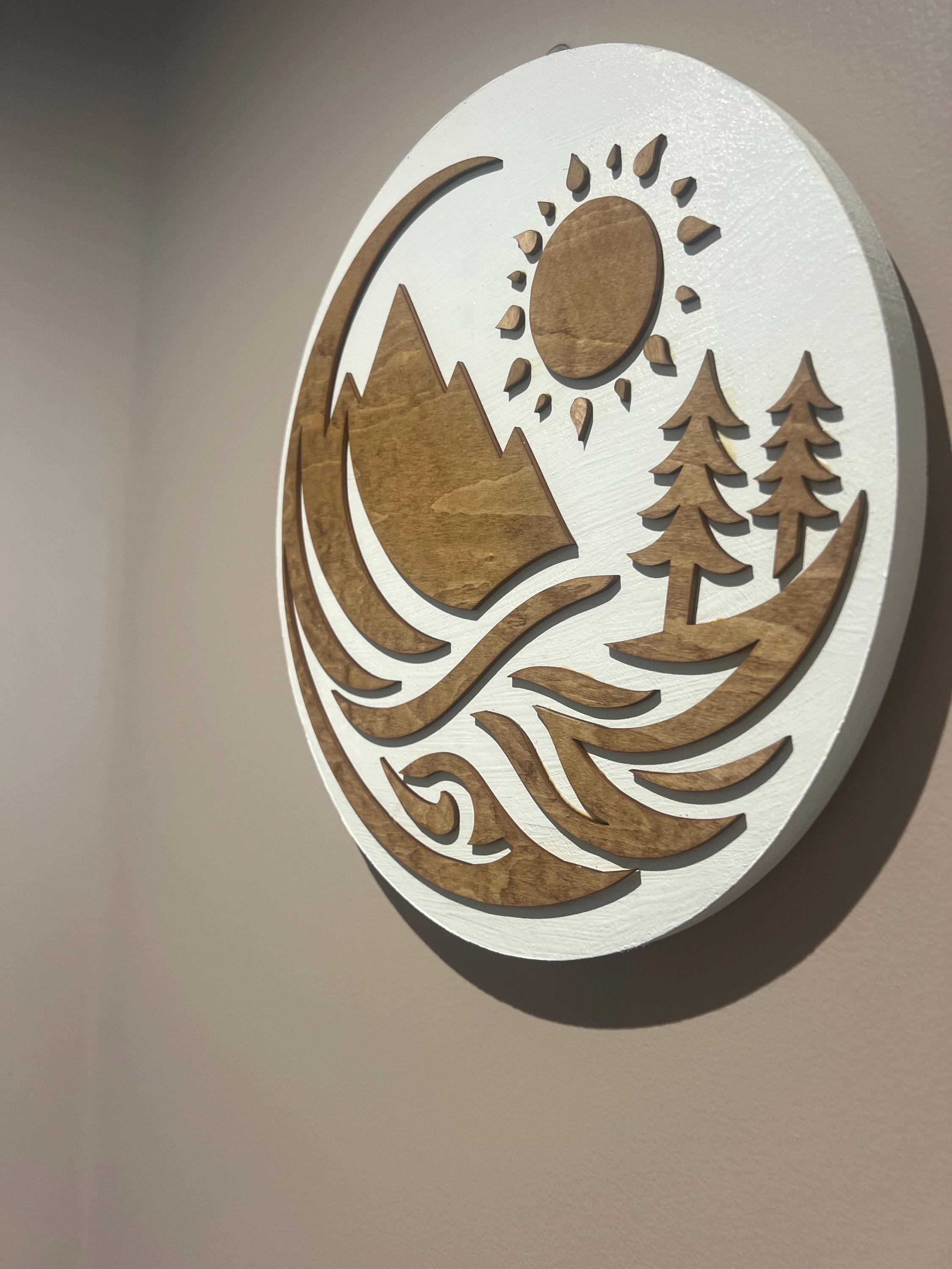 Mountain Sunset Laser Cut Wooden Wall Art - Layered Nature Scene Décor ...