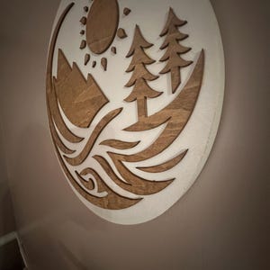 Mountain Sunset Laser Cut Wooden Wall Art - Layered Nature Scene Décor ...