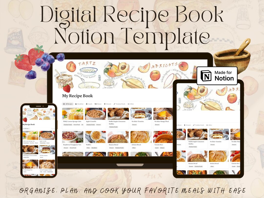 Notion Recipe Book & Meal Planner: Digital Cooking Journal Template - Etsy