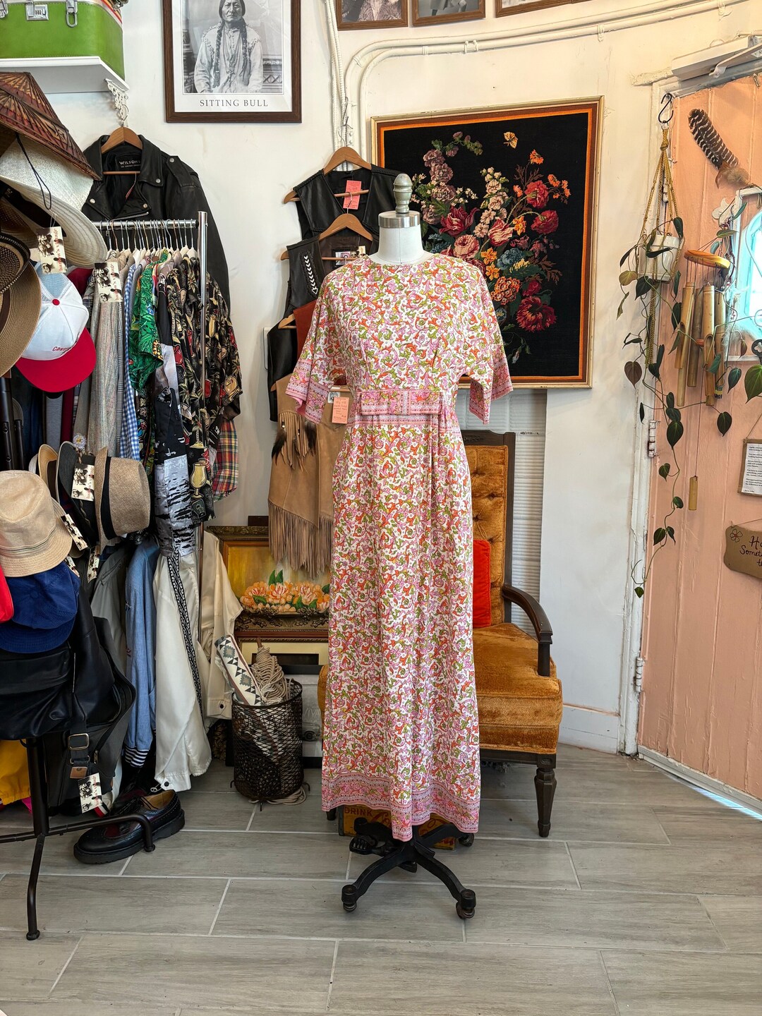 Vintage 60's Pink Floral Cottage Core Cotton Dress - Etsy