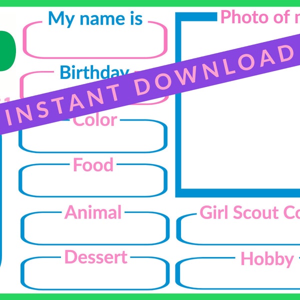 Girl Scout All About Me - Etsy