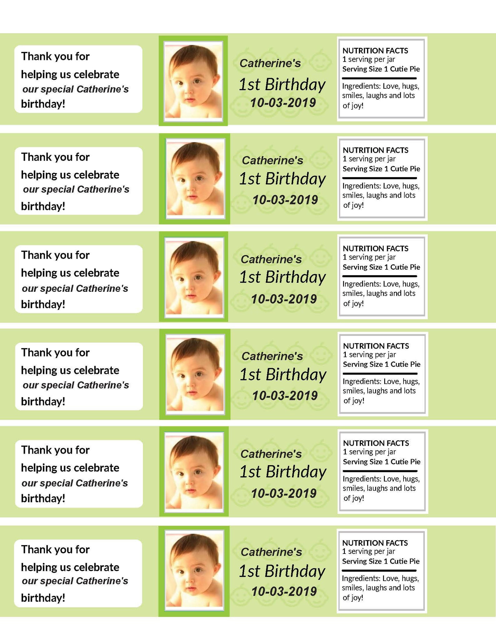 Baby Food Jar 1st Birthday Personalized Labels DIY - Etsy