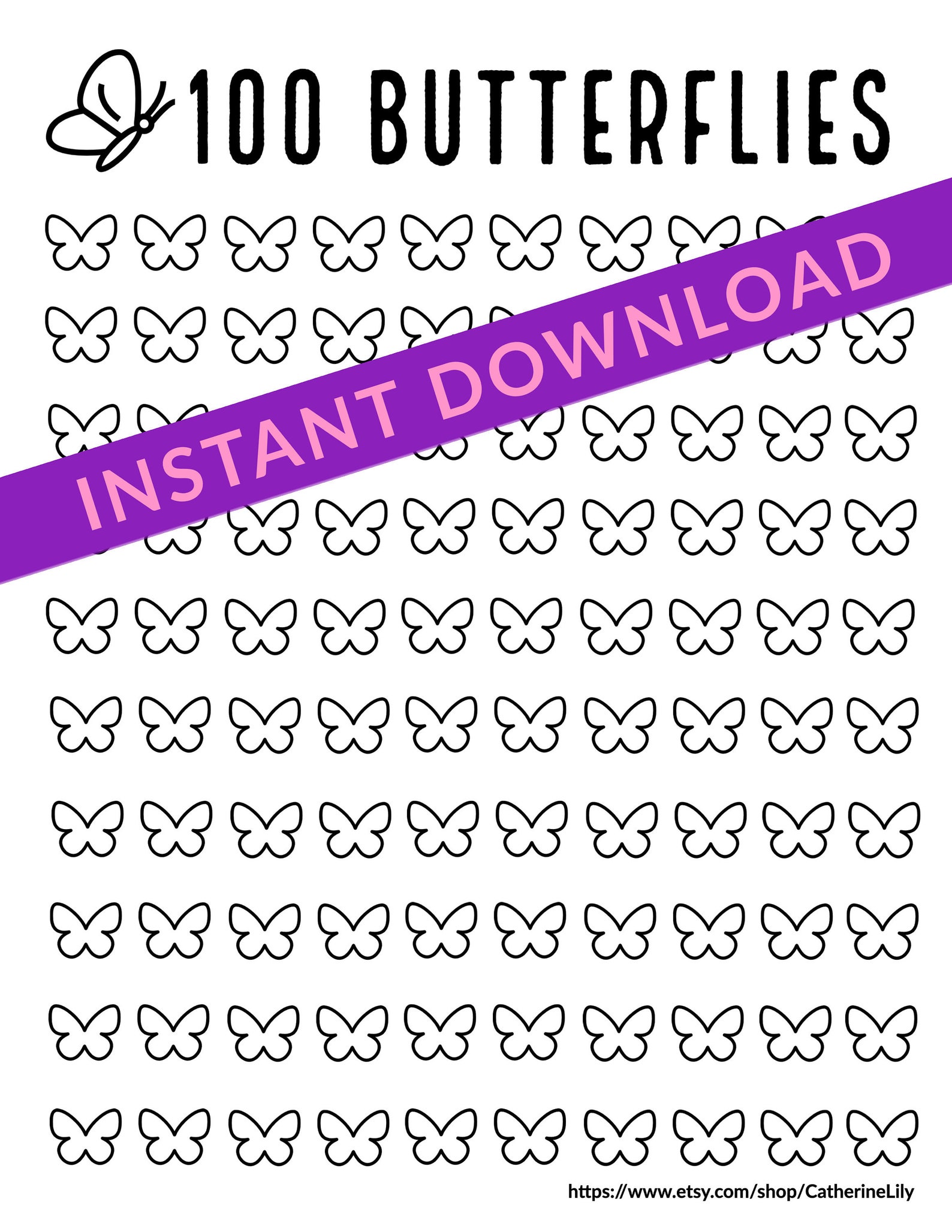 100 Butterflies Fill-in Chart - Etsy