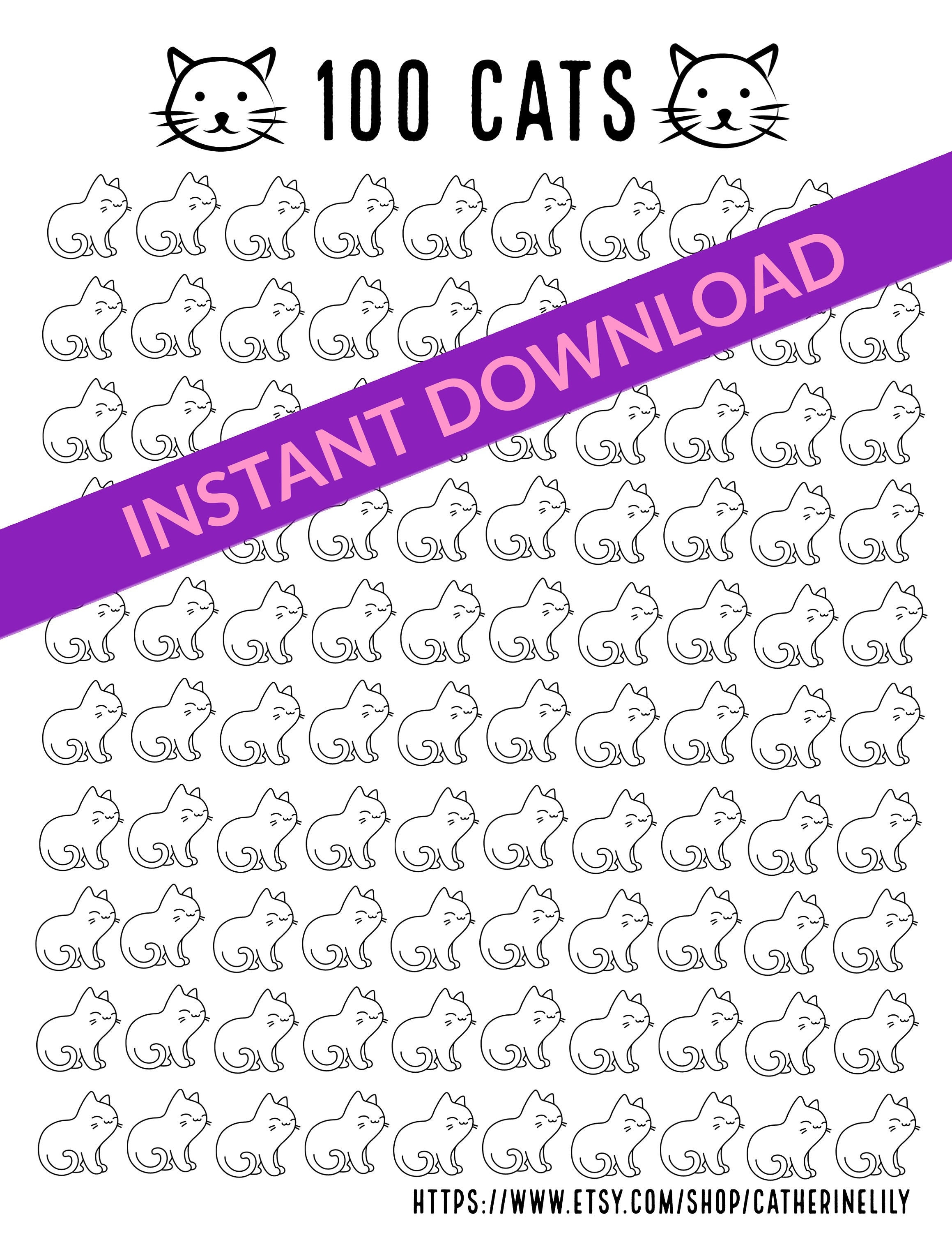 100 Cats Fill-in Chart - Etsy