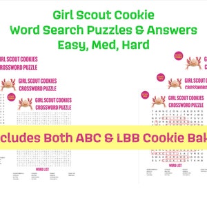 Girl Scout Cookie Word Search Puzzle both ABC & LBB - Etsy Australia