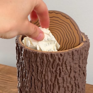 Rustic Tree Trunk, Trash Can With Swing Lid, Wooden Log Bin - Etsy