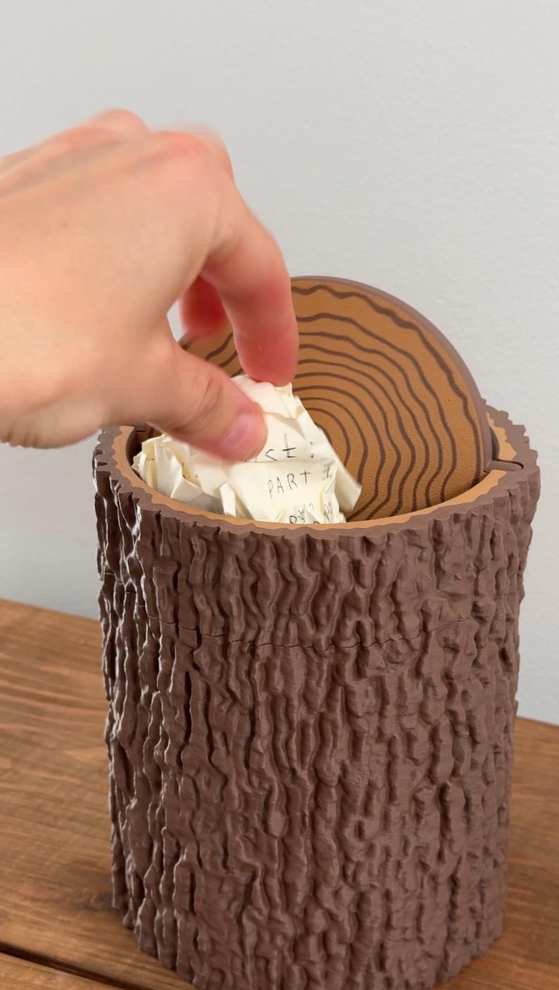 Rustic Tree Trunk, Trash Can With Swing Lid, Wooden Log Bin - Etsy
