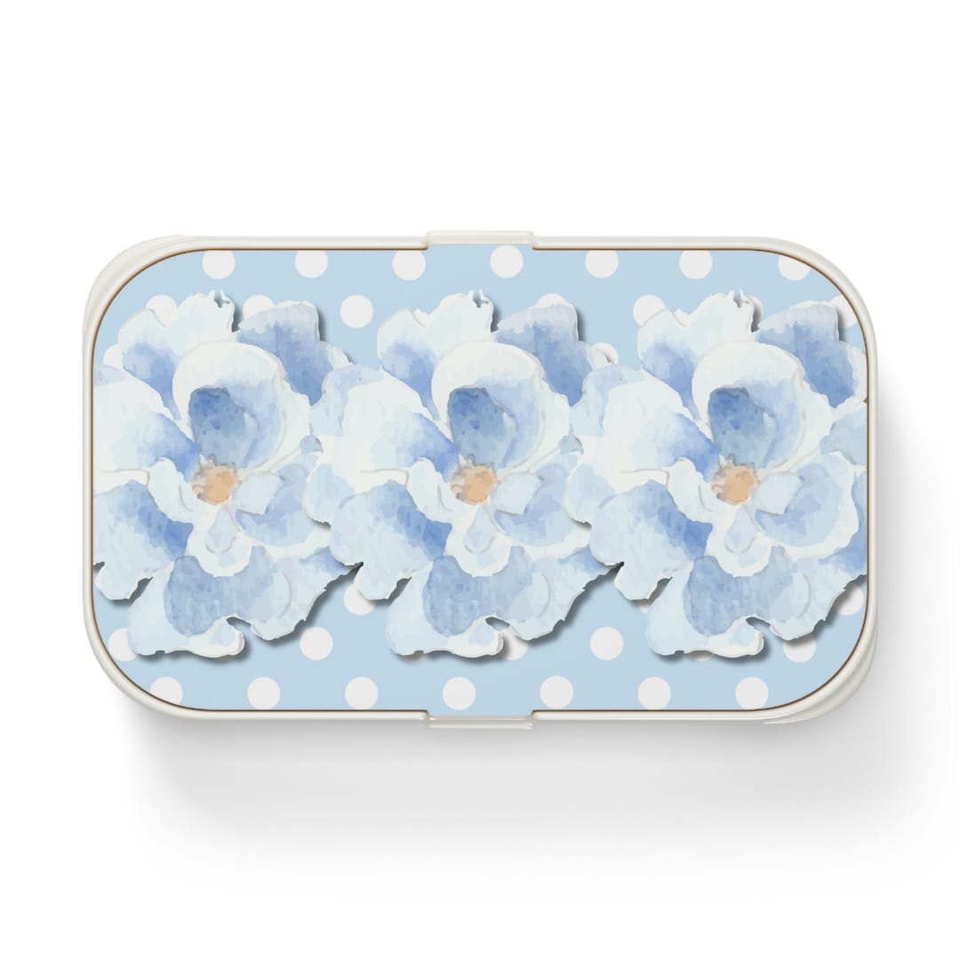 Blue Floral Bento Lunch Box, Utensils Included, Reusable Food Storage ...