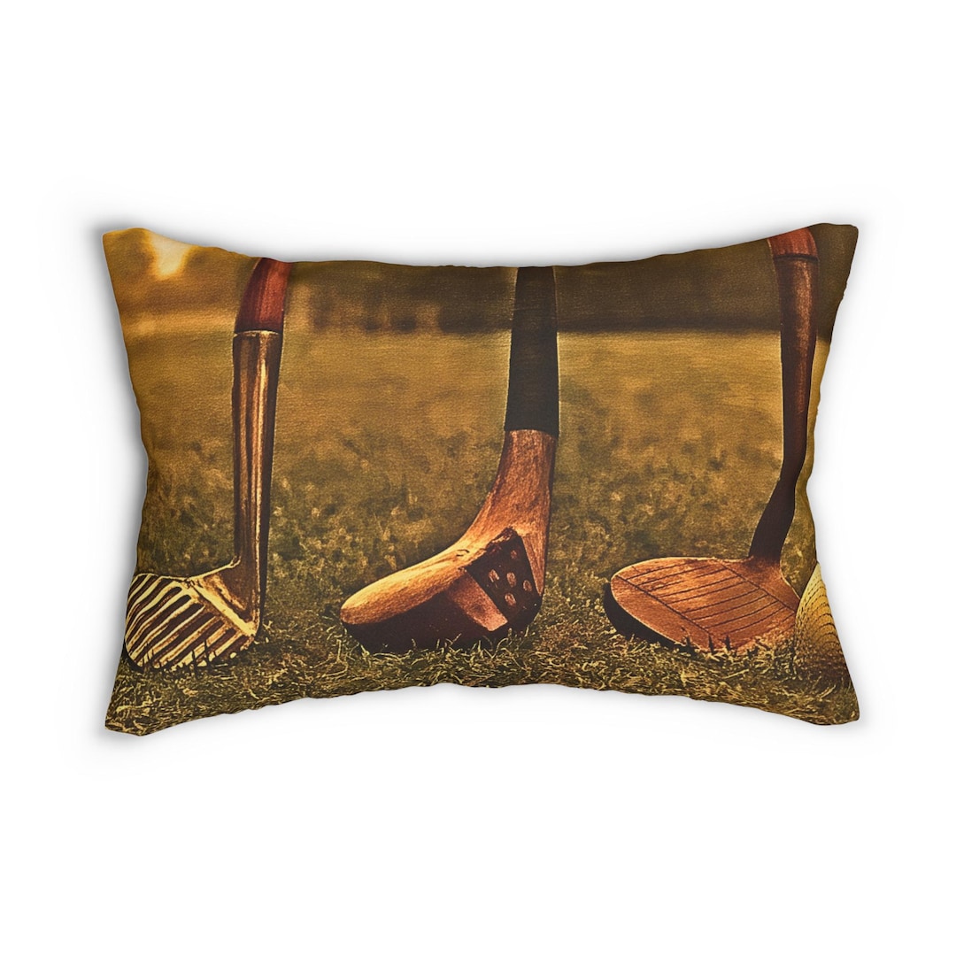 Vintage Golf Clubs Lumbar Pillow, Retro Golfing Decor, Accent Pillow ...