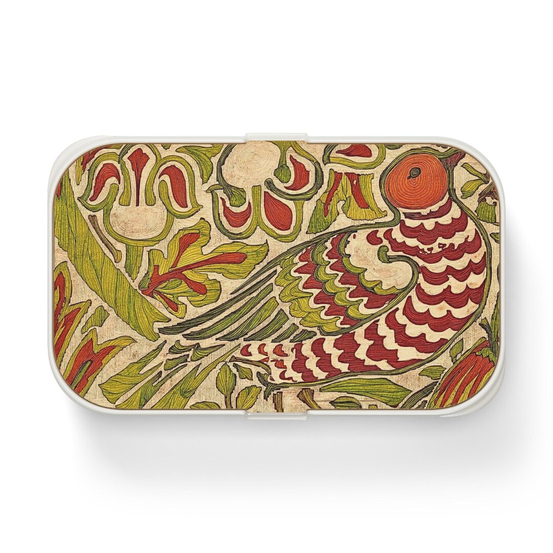 Floral Bird Pattern Bento Lunch Box, Vintage Japanese Bento Box ...