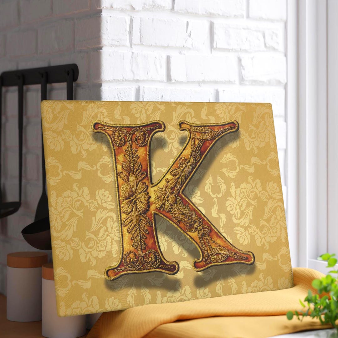 Personalized Luxury Glass Cutting Board With Elegant Letter 'K ...