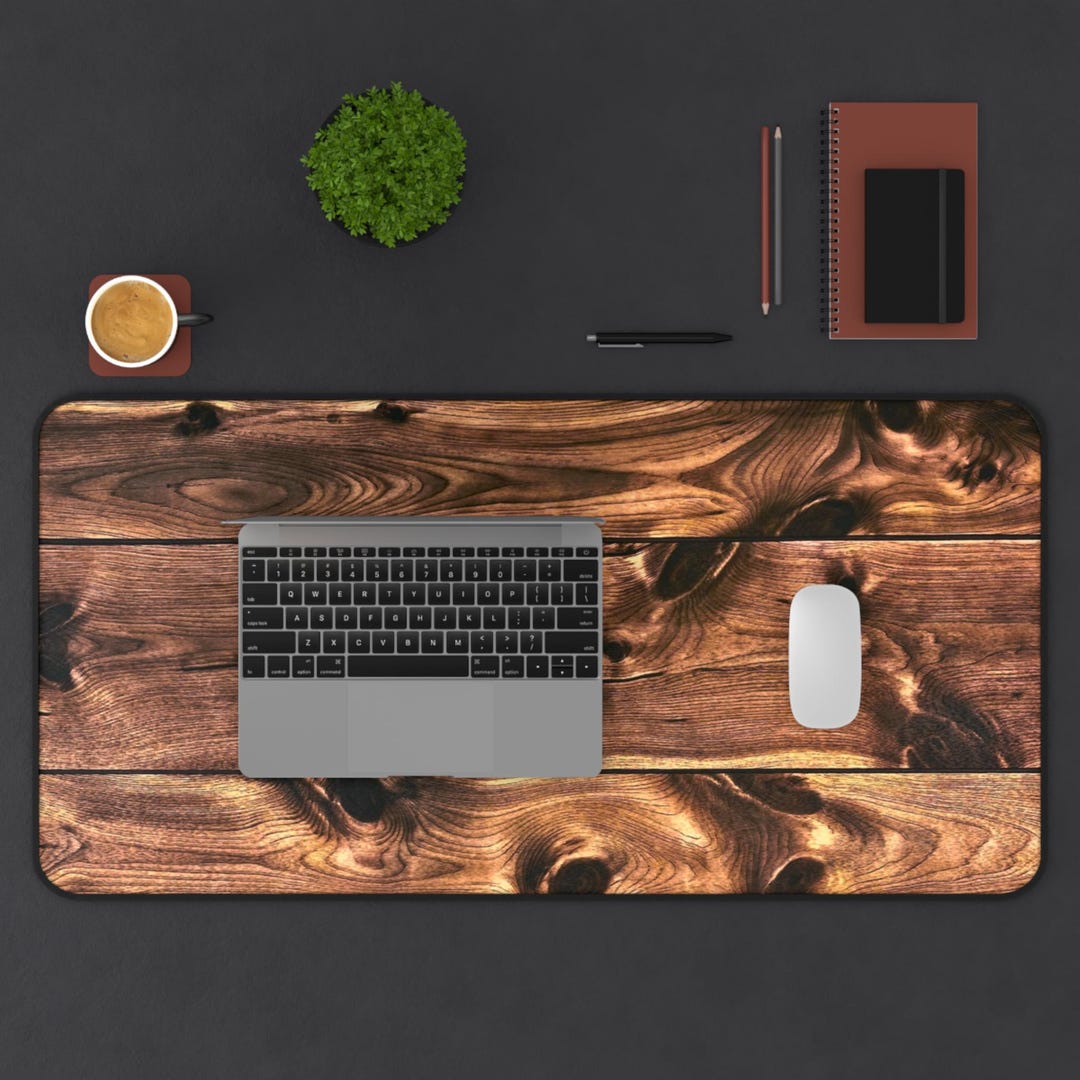Rustic Wood Desk Mat, Modern Office Decor, Gamer Mouse Pad Farmhouse ...
