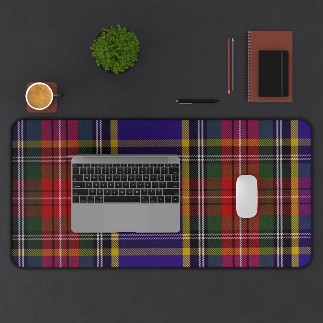 Plaid Desk Mat, Retro Vintage Colorful Preppy Non-slip Mouse Pad ...