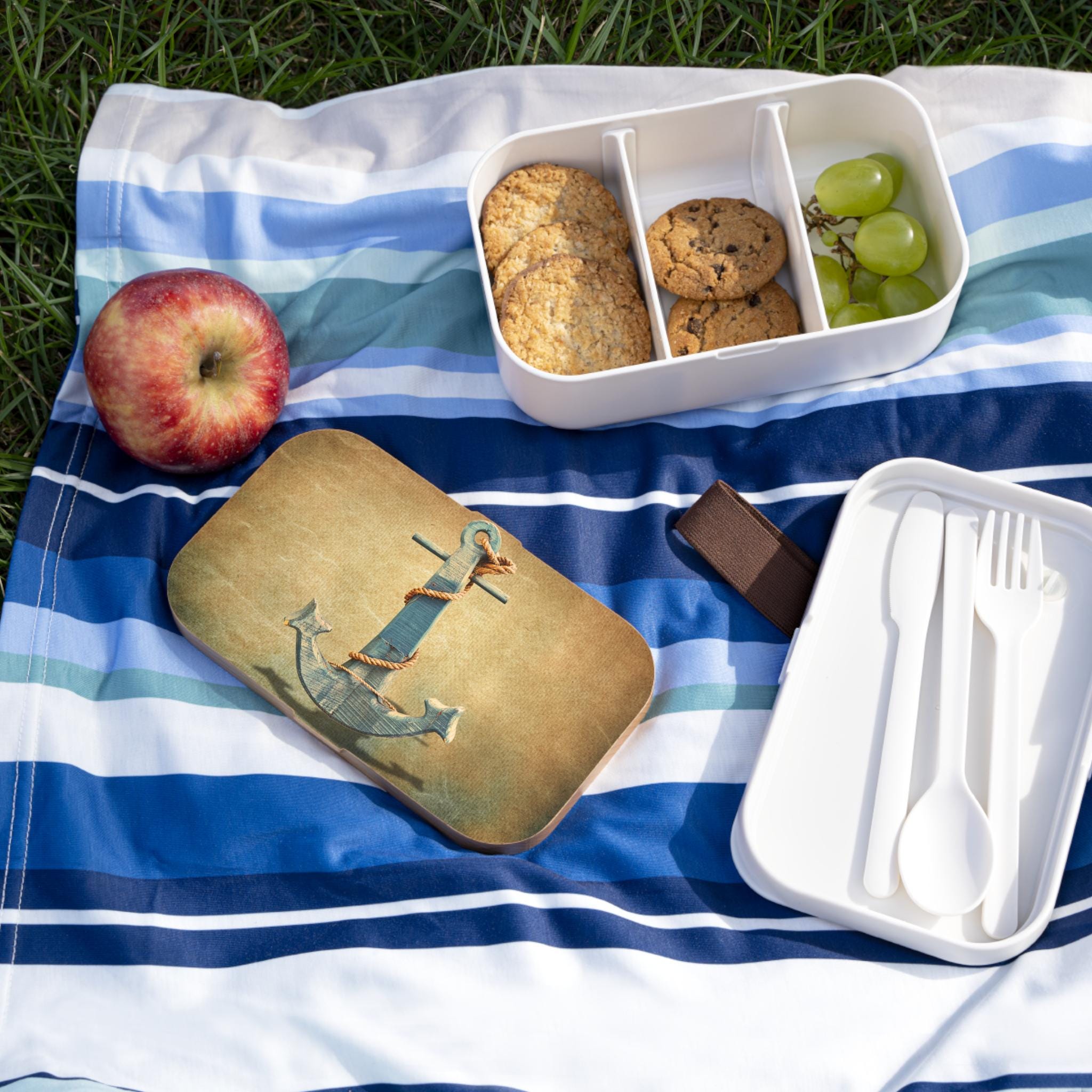Nautical Bento Lunch Box, Ocean Theme Food Container, Anchor Design ...