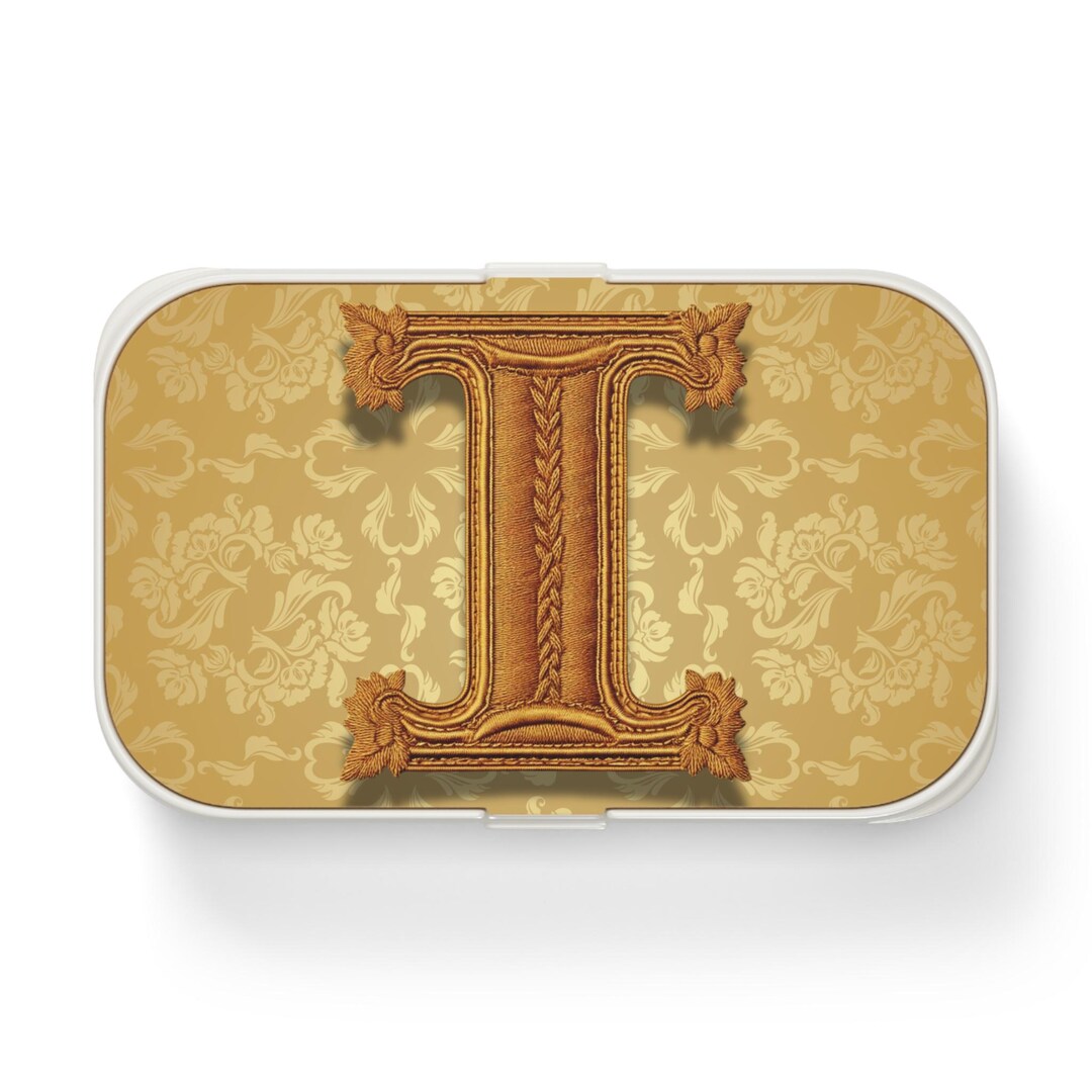 Elegant Bento Lunch Box With Vintage Letter I Design, Eco-friendly Meal ...