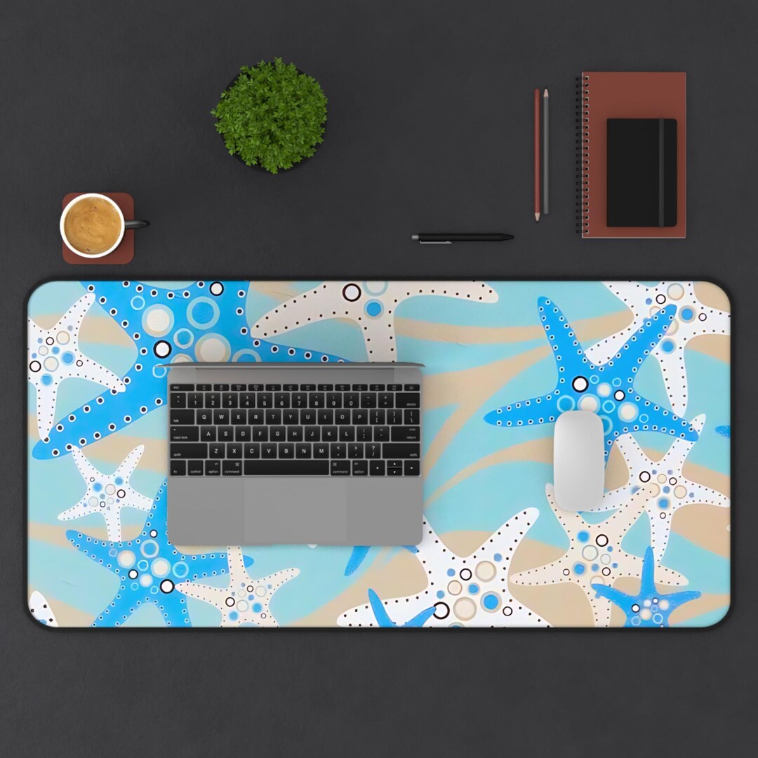 Ocean Inspired Desk Mat, Beach Themed Workspace Desk Decor, Starfish ...