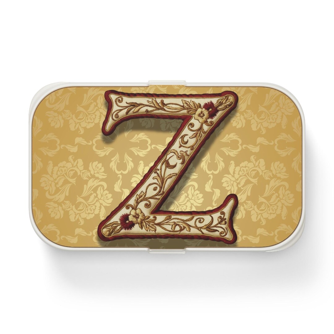 Personalized Elegant Bento Lunch Box, Custom Monogram Z Lunch Container ...