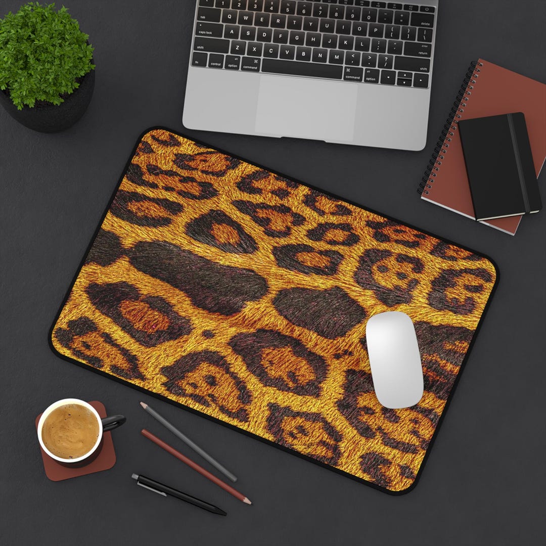 Leopard Print Desk Mat, Animal Print Mouse Pad, Safari Home Office ...