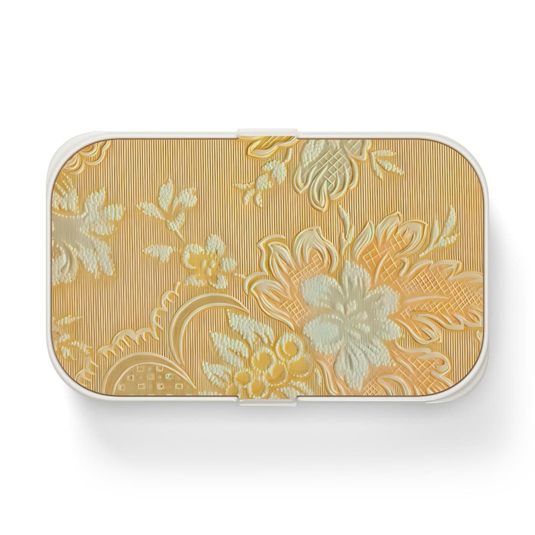Elegant Bento Lunch Box W/floral Design Ecofriendly Meal Prep Container ...