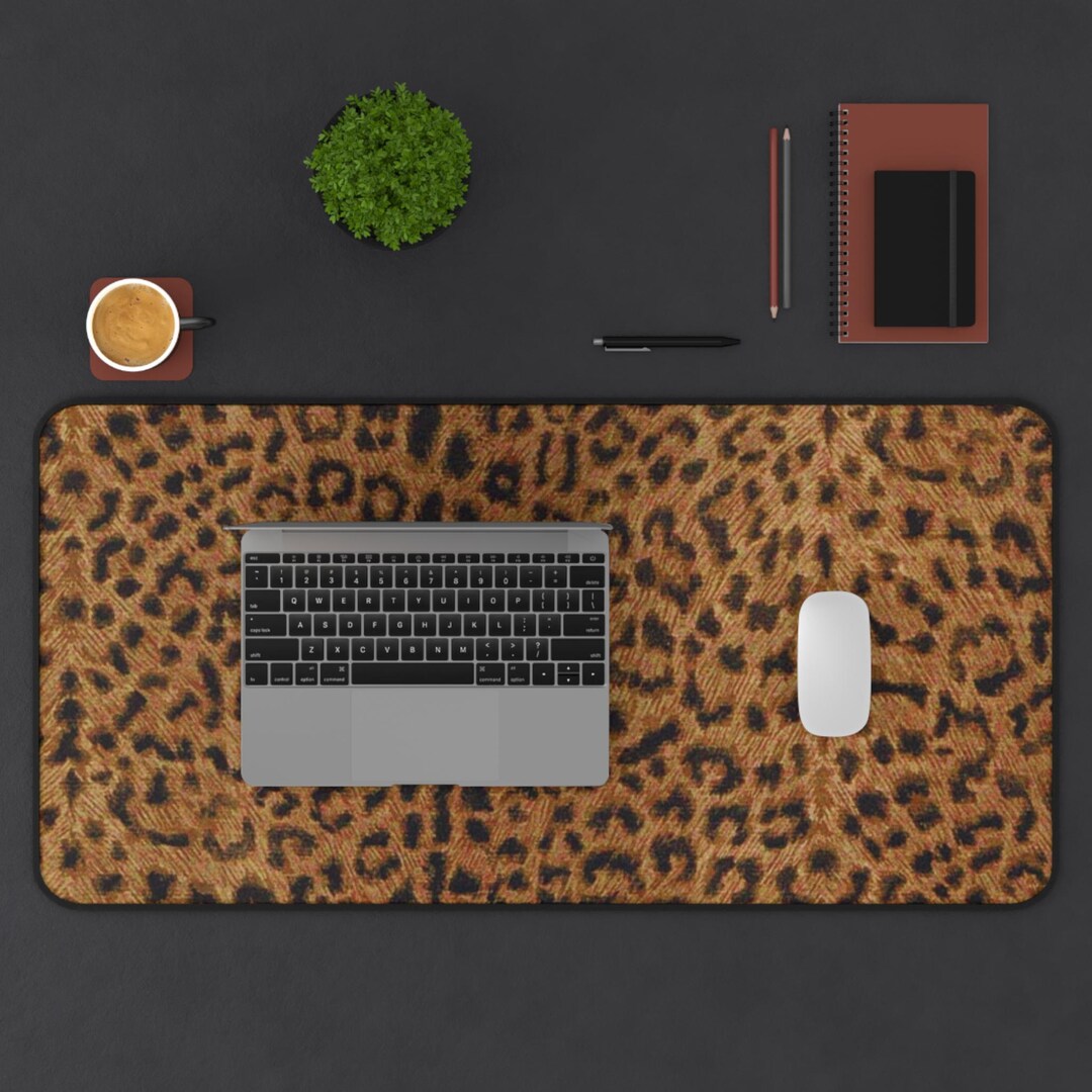 Leopard Print Desk Mat, Animal Print Desk Pad, Stylish Office Decor ...