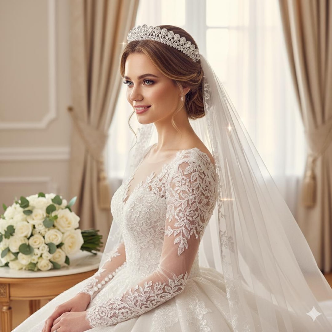 Minimal Zircon Bridal Tiara, Elegant With Swarovski Crystales, Simple ...