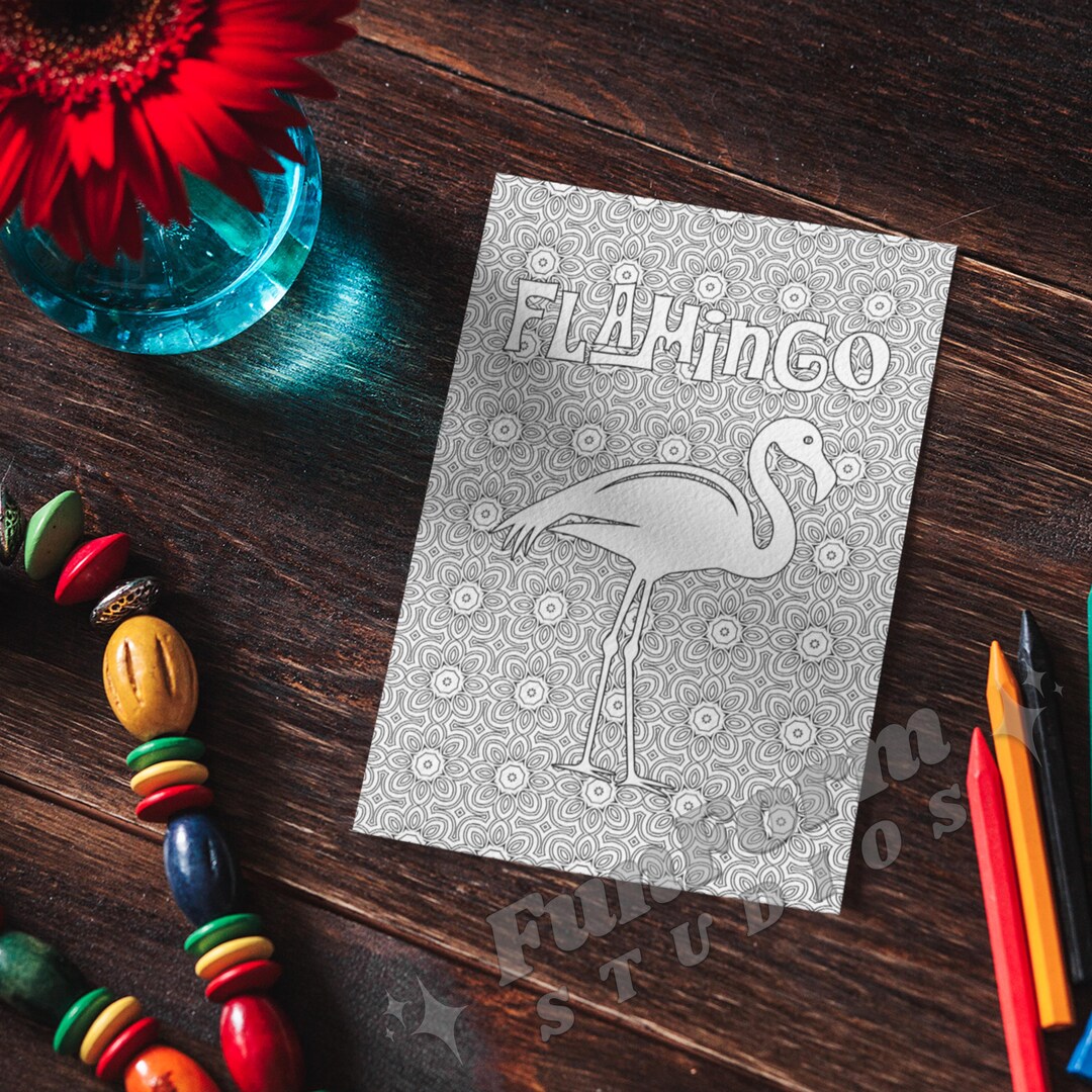 Flamingo Adult Coloring Page, Animal Art, Printable Coloring, Digital ...