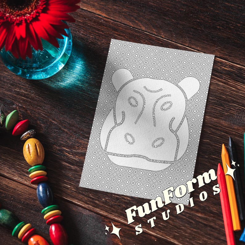 Intricate Hippo Coloring Page for Adults, Printable Animal Coloring ...