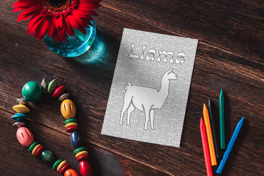Llama Coloring Page Printable, Stress Relief Coloring Page for Adults ...