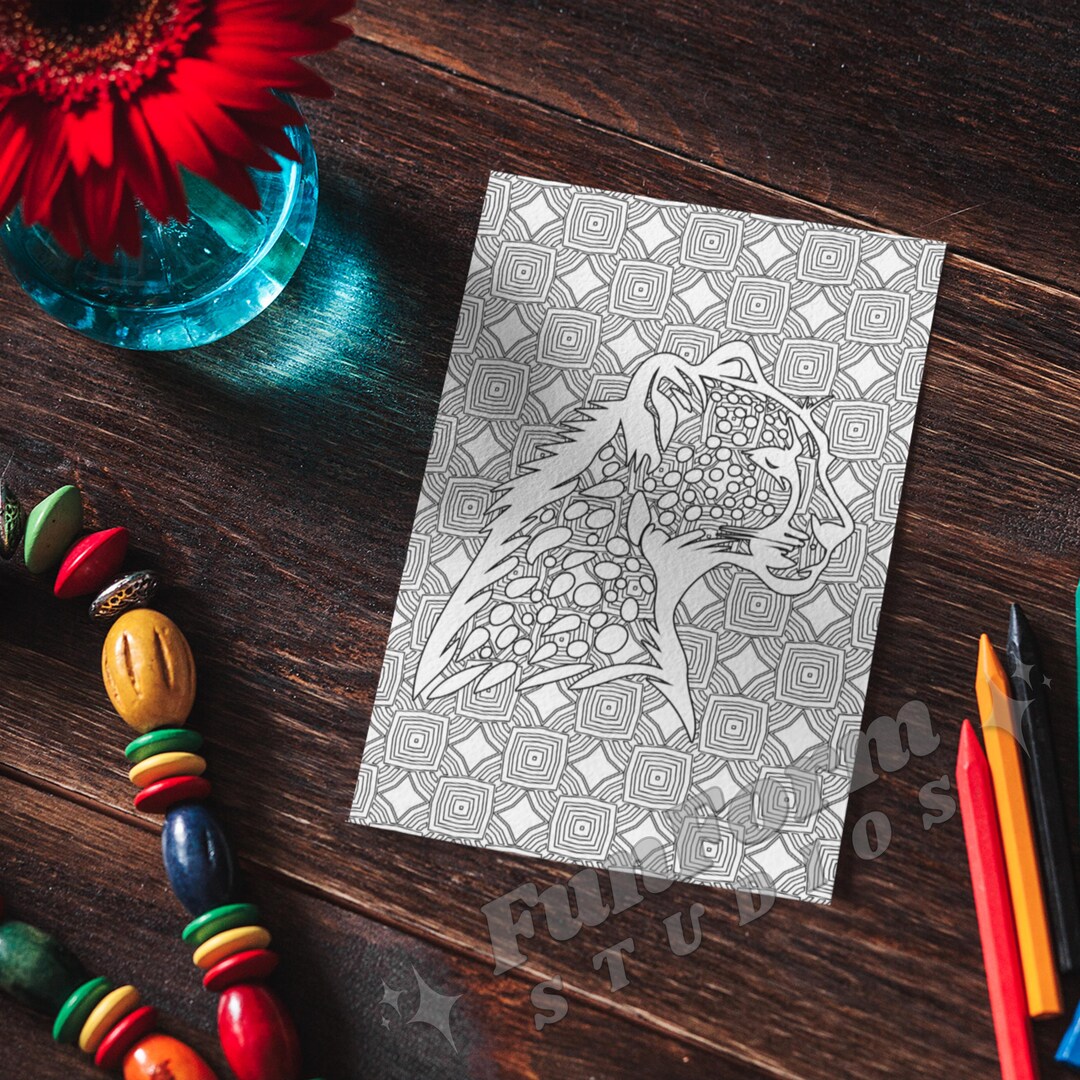 Cheetah Adult Coloring Page, Printable Big Wild Cat DIY Art, Kid ...