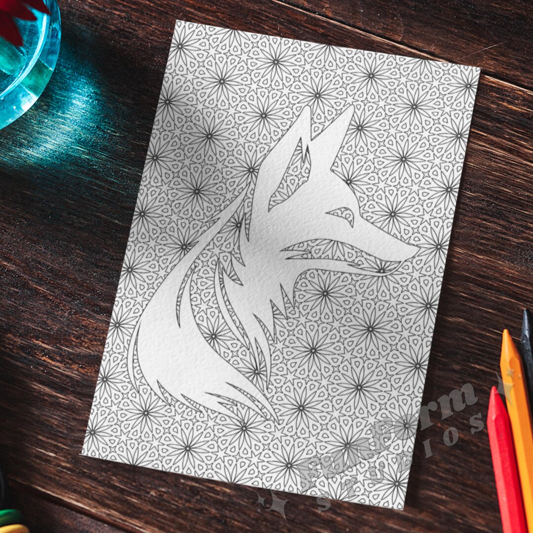 Coyote Mandala Coloring Page, Intricate Fox Art Printable for Adults ...