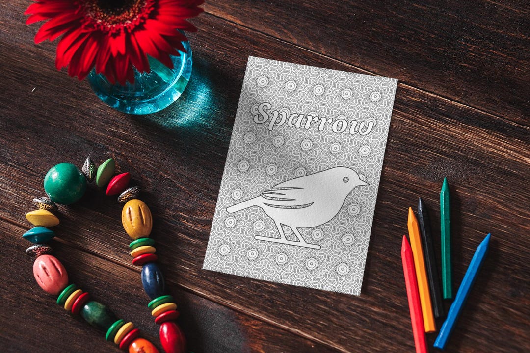 Sparrow Bird Coloring Page, Kid and Adult Coloring Sheet, Classroom Art ...