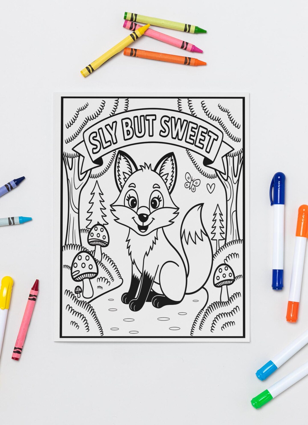 Fox Coloring Page - Sly but Sweet Fox Nature Art - Kid and Adult ...