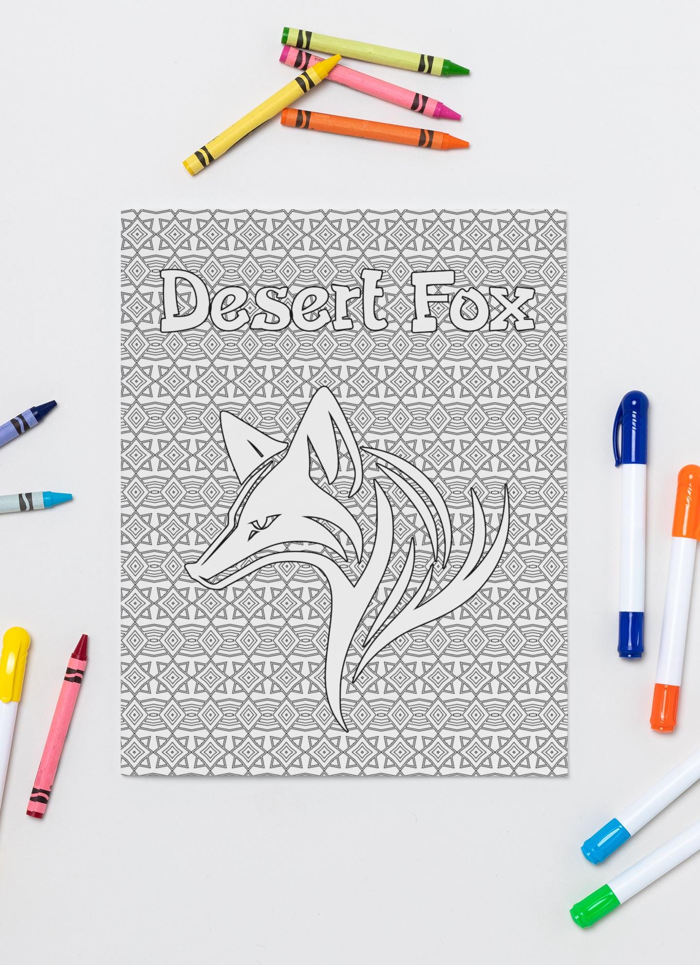 Desert Fox Coloring Page, Printable Coloring Page, Adult Coloring ...