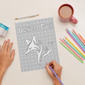 Desert Fox Coloring Page, Printable Coloring Page, Adult Coloring ...