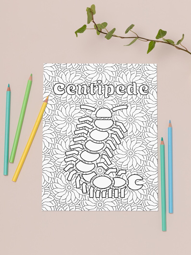 Centipede Coloring Page Downloadable Digital Print, Adult Coloring Page ...