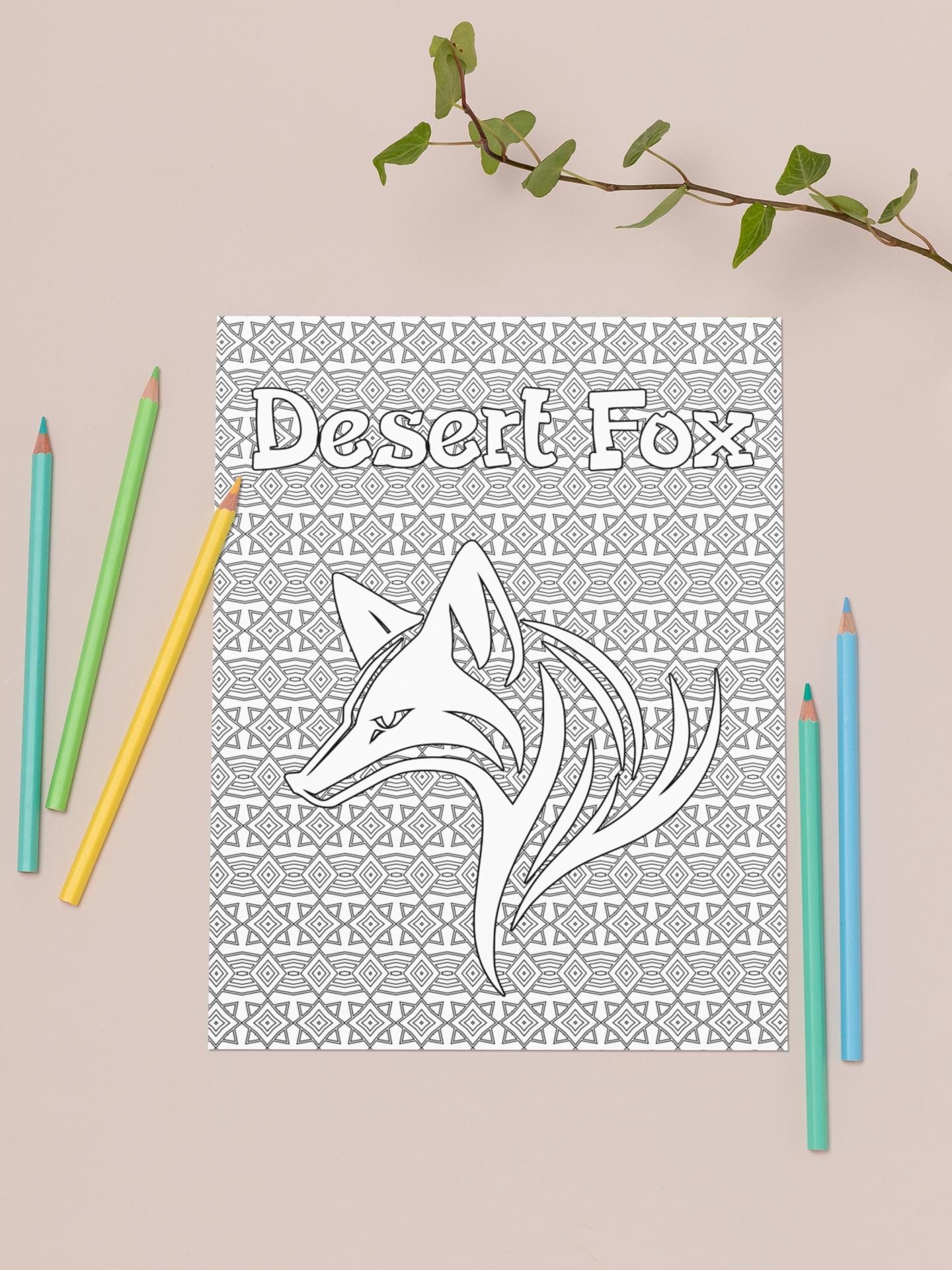 Desert Fox Coloring Page, Printable Coloring Page, Adult Coloring ...