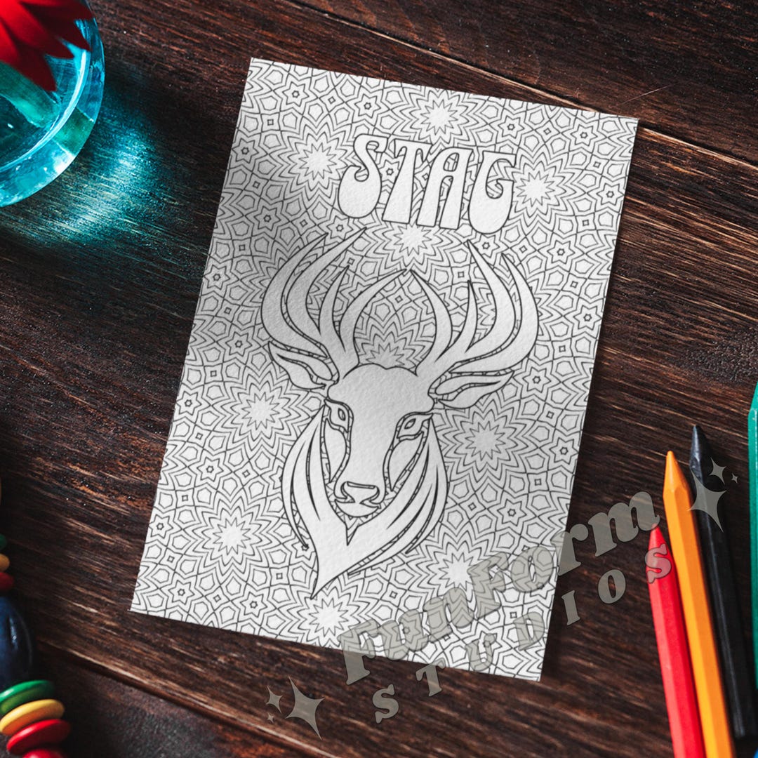 Adult Deer Coloring Page, Mandala Stag Design, Printable Coloring Page ...