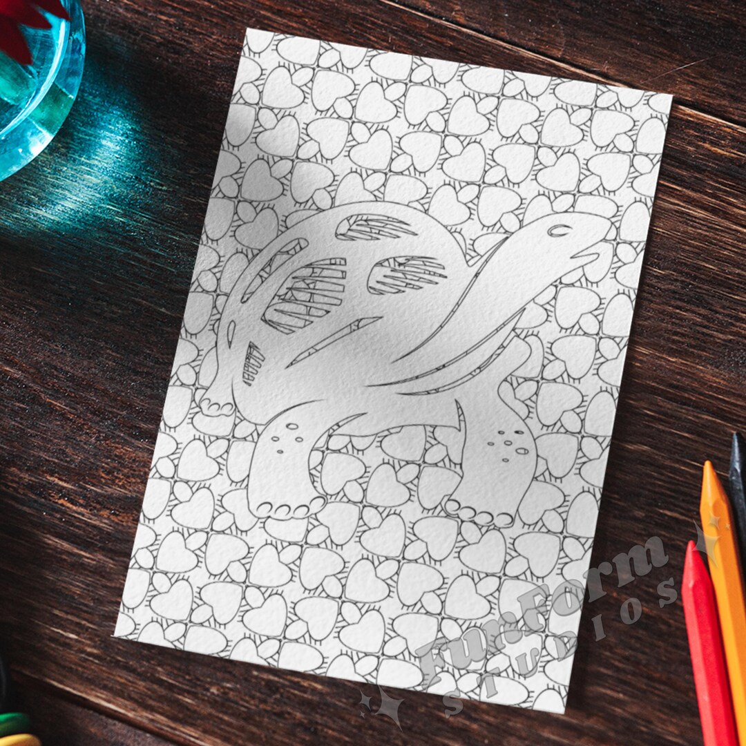 Giant Tortoise Coloring Page, Heart Pattern Animal Art, Kid and Adult ...
