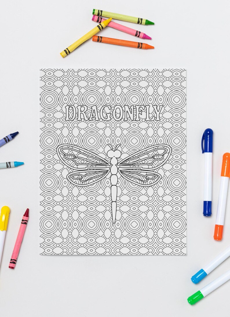 Dragonfly Coloring Page, Digital Download, Adult Coloring Sheet ...