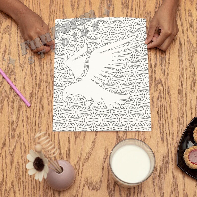 Hawk Adult Coloring Page, Eagle Printable Kid Coloring Page, Detailed ...