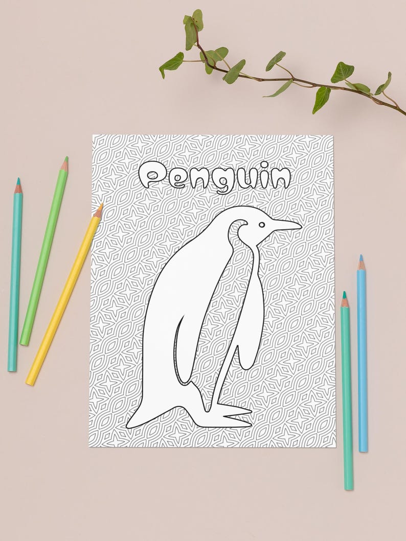 Penguin Coloring Page for Kids and Adults, Mandala Art Digital Download ...